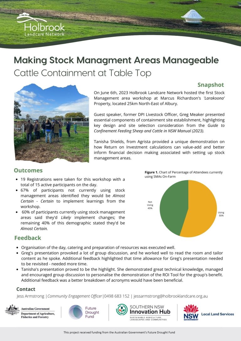 Saving Our Soils – Stock Management Areas - Holbrook Landcare Network