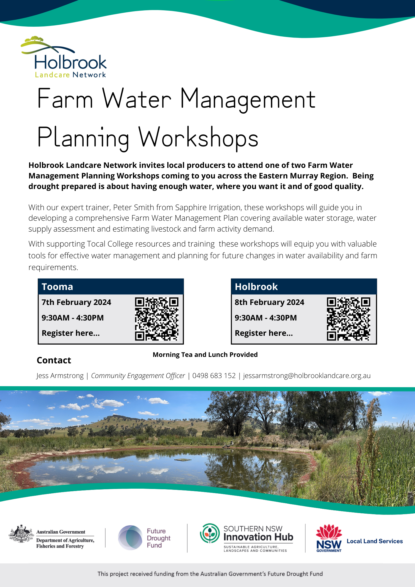 Farm water Management Workshops - Tooma and Holbrook - Open for ...