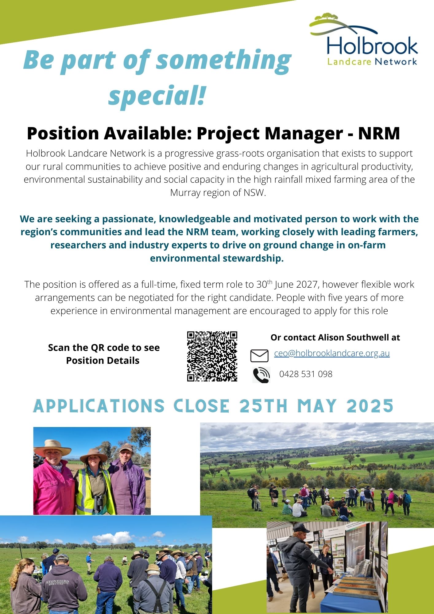 We're Hiring! Project Manger - NRM - Holbrook Landcare Network